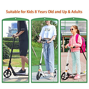 TENBOOM Adult Scooter for Teens and Adults, Lightweight, Disc Brakes, 8" Wheels, Adjustable Height, Foldable Design, Suitable for Riders 3.9-6 Feet, Easy to Carry and Operate