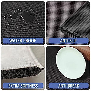 Bulijojo Green Eucalyptus Anti Fatigue Kitchen Floor Mats Set of 2 Waterproof Kitchen Sink Runner Rug Standing Mat Cushioned Kitchen Rugs Comfort Doormat 17"x47"+17"x28"