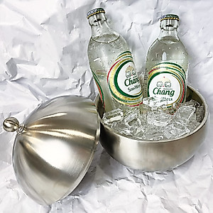 Ice Bucket with Lid Double Insulation Stainless Steel Ice Box Container Storage Box Household Kitchen Barrel Restaurant Bar Tableware Accessories