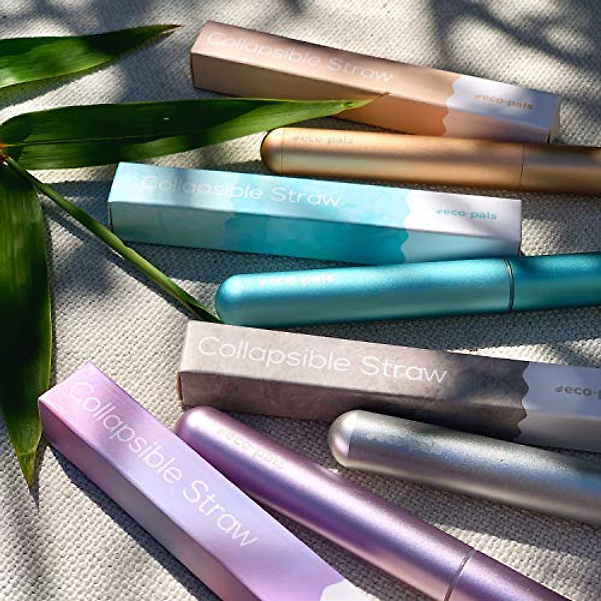 Eco-Pals | Collapsible Straw Travel Straw with Soft Silicone Mouthpiece, Reusable Straws with Case | Stainless Steel Straws Drinking Reusable | Dishwasher Safe | +1 Straw Cleaning Brush (Unicorn)