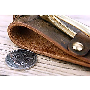 Heavy duty full grain leather belt key clip, retro distressed leather belt key holder - BA05KC