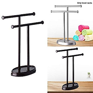 SLSFJLKJ Space Saving Household Floor Standing Storage Rack Double Layer Stainless Steel Solid Towel Stand ( Color : E )