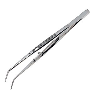 Aven 18400 Curved Serrated Tweezers with Lock, Stainless Steel, 6" Length, 1-5/8" Tip Length