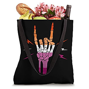 Lesbian Pride Flag Funny Skeleton Hand Lesbian Tote Bag