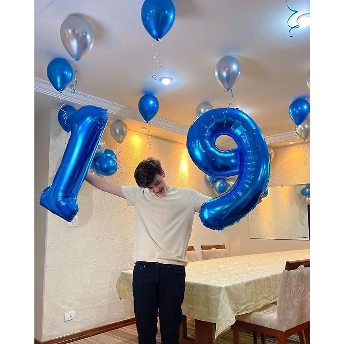 40 Inch Navy Blue 1 Balloon for First Birthday, Blue One 1st Number Balloon Birthday Decorations for Man, 10th 21st, Giant Number 1 Balloon
