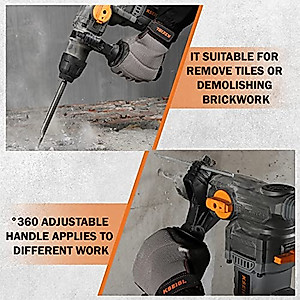 KSEIBI Variable Speed Rotary Hammer Drill 1-1/4 inch, SDS Plus Demolition Hammer for Concrete Drill 13Amp, 4 Functions Reduced Vibration System
