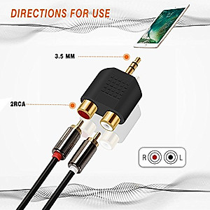 ANDTOBO 3.5 mm TRS to Dual RCA F (2-Pack), 3.5mm Stereo Male to Dual RCA Female Audio Breakout Adapter