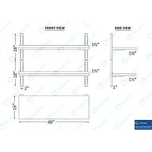 AmGood 16 in. x 48 in. Two-Tier Metal Wall Mount Shelf | Staunless Steel Shelving for Commercial Kitchen, Closet, Garage, Pantry, etc