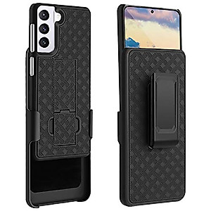 Fingic Galaxy S21 Case, Samsung Galaxy S21 Case Holster Case Combo Shell Slim Rugged Case with Built-in Kickstand Swivel Belt Clip Holster Shockproof Cover for Samsung Galaxy S21 6.2 inch 2021, Black