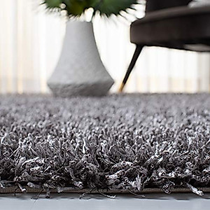 SAFAVIEH New Orleans Shag Collection Area Rug - 8'6" x 12', Grey & Grey, Handmade, 1.6-inch Thick Ideal for High Traffic Areas in Living Room, Bedroom (SG531-8080)