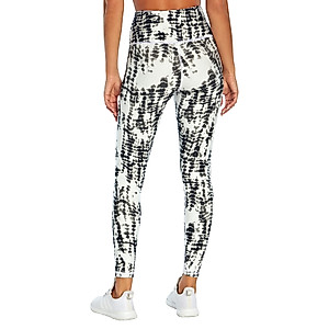 Marika Women's Standard Astrid Ultra High Rise Reversible Ankle Legging, Lavender Blue Paint/White Distress Snake, Small