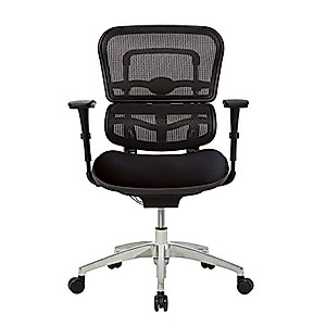WorkPro 12000 Series Ergonomic Mesh/Premium Fabric Mid-Back Chair, Black/Black