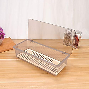 Cabilock Kitchen Chopsticks Drain Storage Box Flatware Tray with Lid Chopsticks Storage Holder Cutlery Utensil Storage Container Kitchen Supply (Gray)