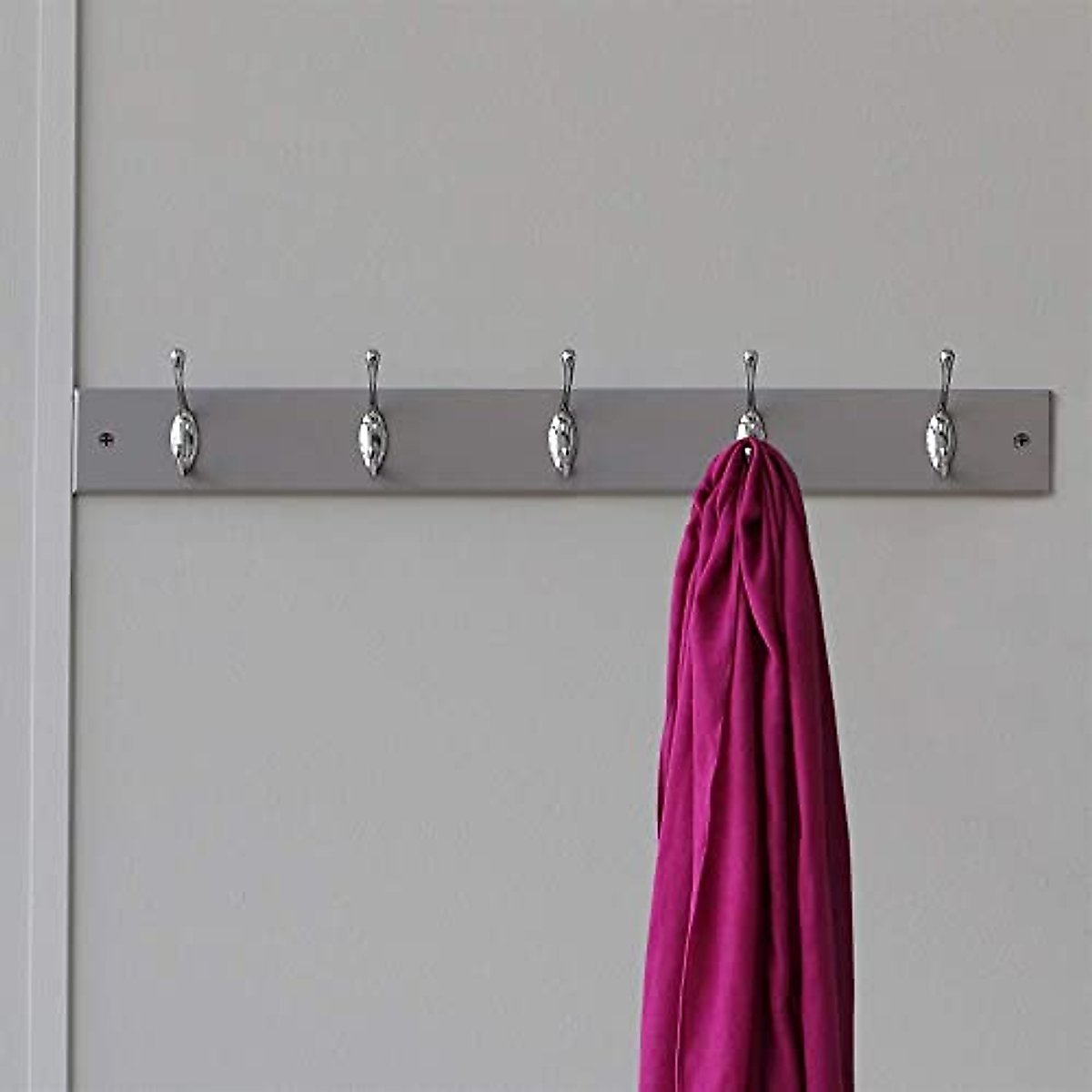 Home Basics Durable 5-Double-Hooks Wall-Mounted Hanging Rack, Grey | Place in Entry Way | Hanging in a Garage | Store Essentials Before You Leave The House