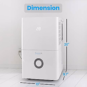 SereneLife 30-Pint Electric Home Compact Dehumidifier - 1500 Square Feet Quiet Electric Dehumidifiers For Home Closet Basement w/ 4L Water Tank Capacity, Removes - SLDEHU30