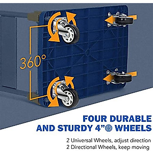 Platform Truck with 440lb Weight Capacity and 360 Degree Swivel Wheels, Foldable Push Hand Cart for Loading and Storage, Blue