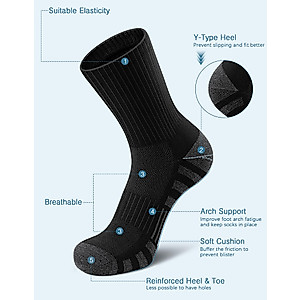 Airacker Athletic Socks Sport Running Calf Socks Performance Cushioned Breathable Crew Socks for Men Women(6 Pairs)