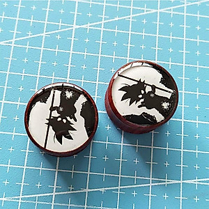 FLYUN Wood Ear Gauges Plugs Women Ear Stretcher Expander 8mm-25mm 0 00-1'' Anime Double Flared Saddle Plugs Piercing Men (0G (8mm))