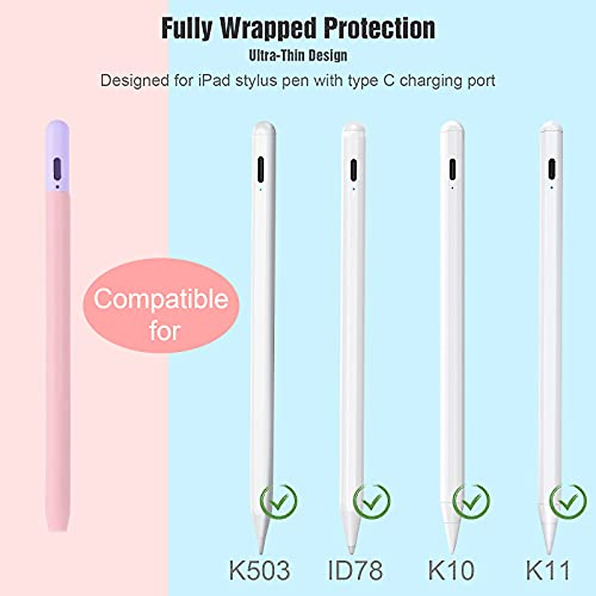 Case for Stylus Pen Silicone Stylus Pen Cover Holder Anti-Slip Stylus Pen Sleeve Compatible with Type C Charging Port Stylus Pen