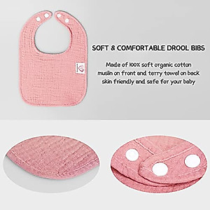 Bearmoss Muslin Baby Drooling Bibs 8 Pack, 100% Cotton Square Adjustable Bandana Bibs Gift for Baby Girls Boys Teething Drool (Summer Berry)