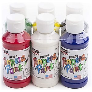 Rich Art Fresco Tempera Paint For Kids - Vibrant, Premium Craft Paint In Primary Colors - Non Toxic Paint For Paper, Poster Board, Canvas, & More - Made in The USA - 4 Fl Oz (6 Pack)