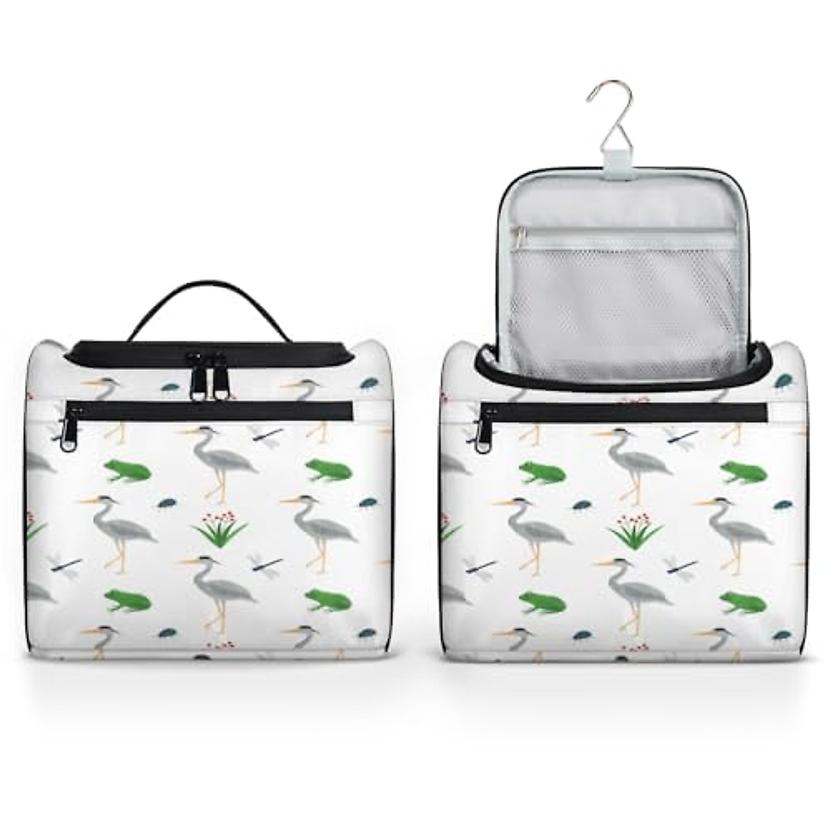 XMNYGJ Crane Frog Dragonfly Hanging Toiletry Bag for Men Women Travel Cosmetic Makeup Organizer Bag Water Resistant Large Portable Wash Case for Accessories, Toiletries, Cosmetics