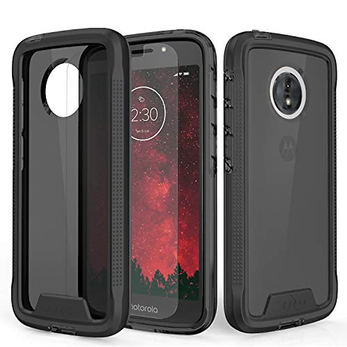 Zizo Ion Series Compitable with Moto e5 Cruise Case Military Grade Drop Tested with Tempered Glass Screen Protector e5 Play Black Smoke