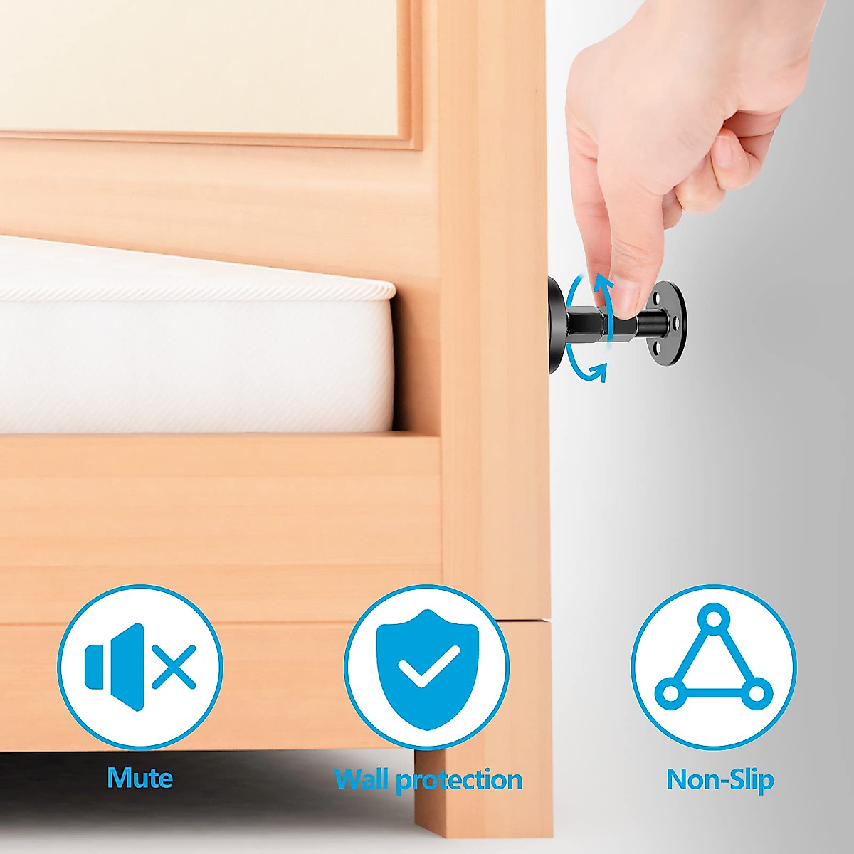 REFFU 4PCS Bed Stoppers Headboard Stoppers, Bed Noise Stoppers, Adjustable Threaded Bed Frame Anti-Shake Tool, Bed Shake Support Stabilizer, Bedside Anti Shake Tool for Bed Cabinet Sofa(30-114mm)