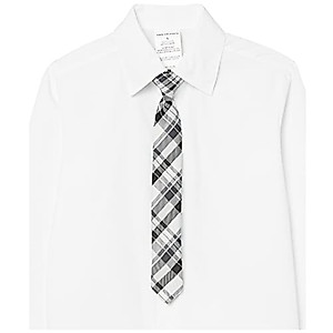 Van Heusen Boys' 4-Piece Formal Suit Set, Vest, Pants, Collared Dress Shirt, and Tie, Black/Red Stripe, 6