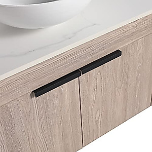 30 Inch Floating Bathroom Vanity with White Ceramic Sink, Wall Mount Small Bathroom Vanity Combo Set with Sink Basin, Modern Wood Bath Vanity Cabinet with 2 Doors for Small Space