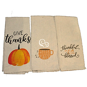 Twisted Anchor Trading Company Set of 6 Dark Linen Thanksgiving Kitchen Towels Gift Set - Fall Kitchen Towel Set - Comes in Organza Gift Bag