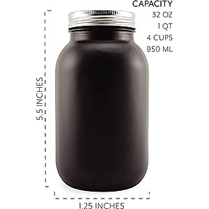 Darware Black Chalkboard Mason Jars (Quart Size, 2-Pack); Black-Coated Blackboard Surface Glass Jars for Arts and Crafts, Gifts, and Rustic Home Decor