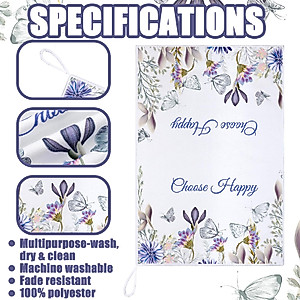 Buryeah 4 Pieces Floral Kitchen Towels Decorative Flower Butterfly Dish Towels Absorbent Hand Towels Reusable Soft Tea Towels for Bathroom Wildflower Dish Cloths with Sayings for Drying