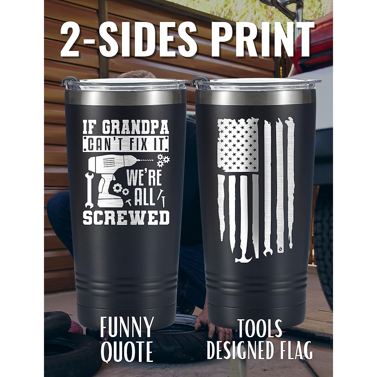 Onebttl Grandpa Gifts for Father's Day, Christmas, Birthday, 20oz Stainless Steel Tumbler with Lid and Straw from Granddaughter Grandson - Grandpa