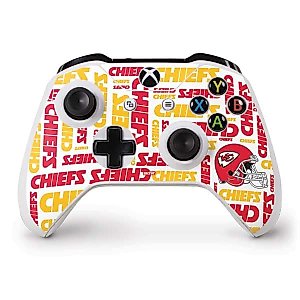 Skinit Decal Gaming Skin Compatible with Xbox One S Controller - Officially Licensed NFL Kansas City Chiefs White Blast Design