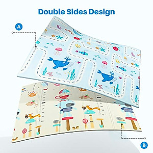 Baby Play Mat Foldable Foam Play Mat for Baby/Toddlers, Extra Large Kids Play Mat, Upgraded Baby Crawling Mat, Infants Reversible Waterproof Gym Play Mat for Baby Playpen Indoor Outdoor [79"x71"]