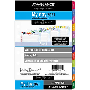 2021 Daily & Monthly Planner Refill by AT-A-GLANCE, 52111 DAY-TIMER, 5-1/2" x 8-1/2", Size 4, Kathy Davis (KD81-125-21)