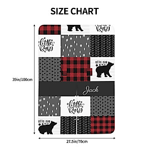 Personalized Woodland Bear Baby Car Seat Canopy for Babies with Name, Custom Red Baby Car Seat Covers for Girls, Opening Minky Nursing Breastfeeding Cover Infant Carseat Canopies for Newborn