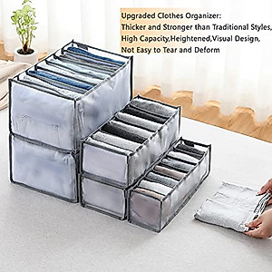 MUIRK Upgraded Wardrobe Clothes Organizer for Jeans,7PCS Jean Organizer,Jeans Compartment Storage,Mesh Clothes Storage Organizer for Bra (7PCS Upgraded:2Jeans+(Legging+Shirt+Panties+Sock+Bra)*1)