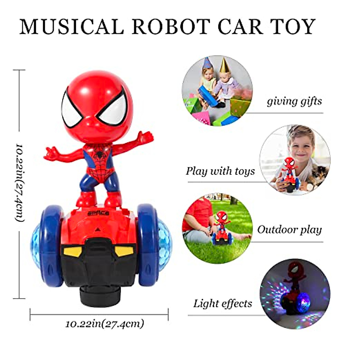 TOYLEMSAN Dancing Spider Robot Toys Interactive Musical Super Héró Car Toy Flashing Lights Intelligent Interactive Educational Robot for Chirldent Day Birthday Gift Boys Girls Age 2 3 4 5 6 7 8 (Red)