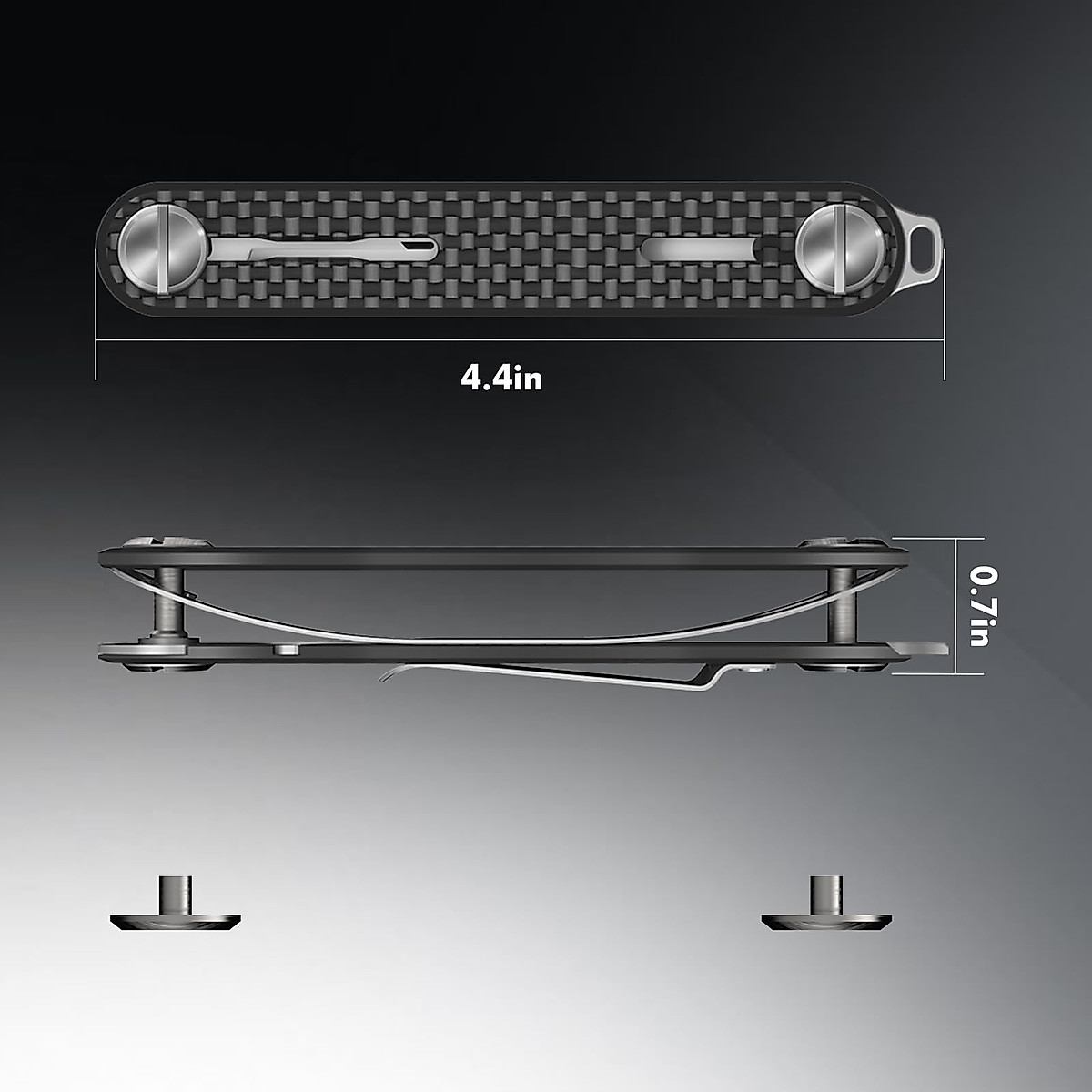 UEDGER Key Organizer Compact Keychain Holder, Minimalist EDC Key Chain with Pocket Clip, Slim Carbon Fiber Smart Key Case, Gift for Father Men Women, Holds 10 Keys and Car Key Fob