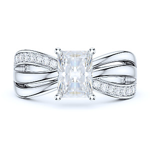 PRSTANI Sterling Silver Ribbon Bowknot Infinity Simulated Emerald Cut Diamond Engagement Ring Cross Twisted Knot Promise Ring (10)