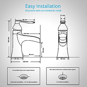Wovier Brushed Nickel Waterfall Bathroom Sink Faucet with Cover Plate,Single Handle Single Hole Brass Lavatory Vanity Faucet,Basin Mixer Taps with Supply Hose and Pop Up Drain Assembly