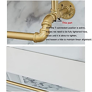 Tianman 40",Gold,White,Industrial Detachable Wall-Mounted Black Iron Wooden Garment Bar,Heavy Duty Pipe Clothing Rack,Pipe Clothes Rack, Multi-Purpose Hanging Rod for Closet Storage