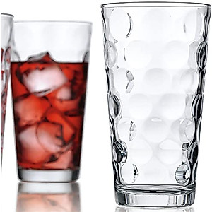 Attractive Set of 10 Drinking Glasses, Clear Heavy Base Tall Bar Beer Glasses, Bubble Design Glass Cups - Highball Glasses for Water, Juice, Beer, Wine, and Cocktails 17oz.
