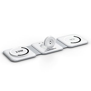 𝟏𝟓𝐖 for Magnetic Multple Devices,UCOMX Nano Pro 3-in-1 Wireless Charging Station,Top Speed Wireless Charger for Multple Device with 30W Adapter,Compatible for iPhone 15/14/13/12,AirPods,iWatch