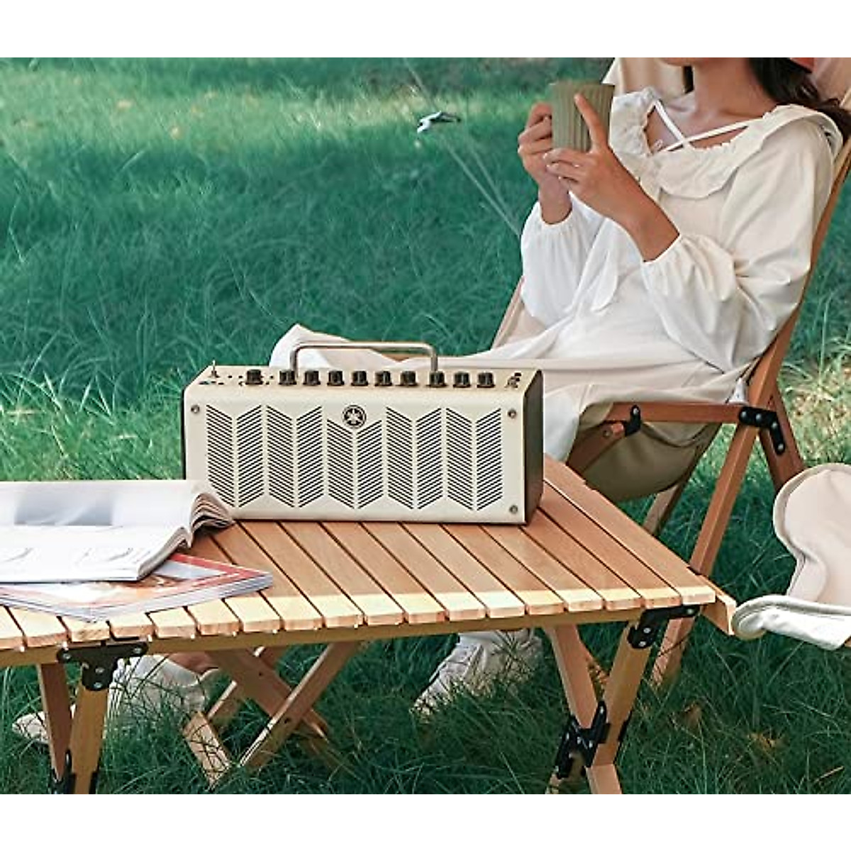 S'more Folding Picnic Table, Portable Camping Table with Carry Bag, Wood Outdoor Table for Picnic, Camping, Travel, Party, Beach, Garden, Patio, gailgating, BBQ,Easy to Assembly (M Size-90cm)
