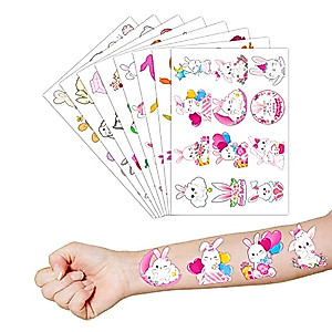 8 Sheets (96PCS) Bunny Tattoo Stickers Themed Birthday Party Supplies Decorations Favors Decor For Kids Girls Boys Gifts Classroom School Prizes Rewards