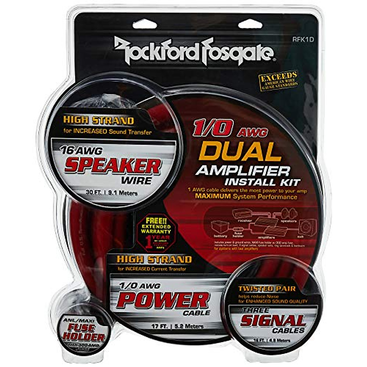 Rockford Fosgate RFK1D Dual Amp Complete Kit