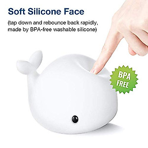 Cute Whale Night Light for Kids,Kawaii Baby with 7 LED Colors Changing,Tap Control Nursery Squishy Lamp,USB Rechargeable,Birthday Gifts Baby,Girls,Boys,Toddler,Children-OURRY